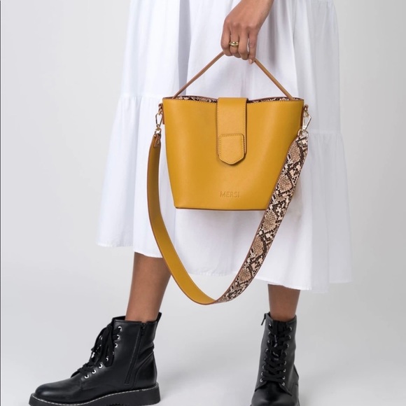 Mersi | Bags | Mersi Isabel Bucket Bag Yellow Vegan Leather | Poshmark